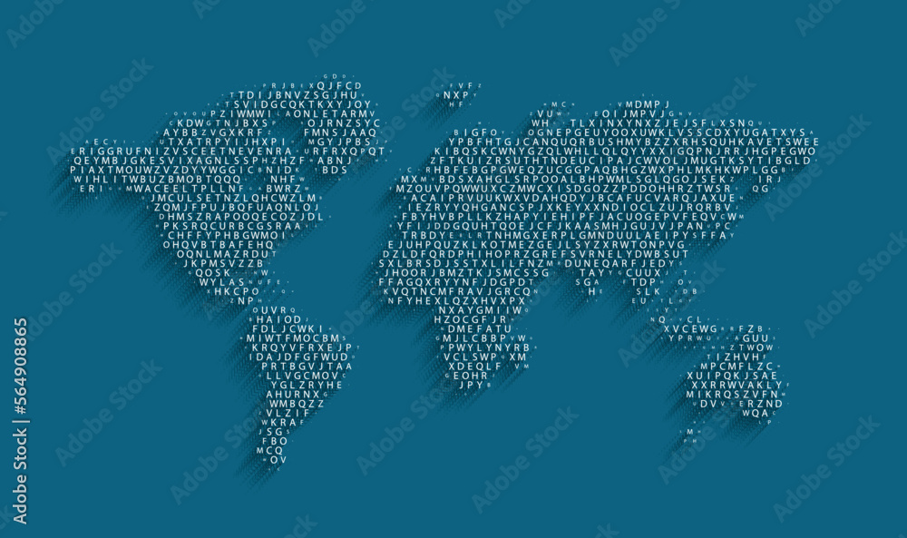 World Map of english Alphabets lettes vector Stock Vector | Adobe Stock