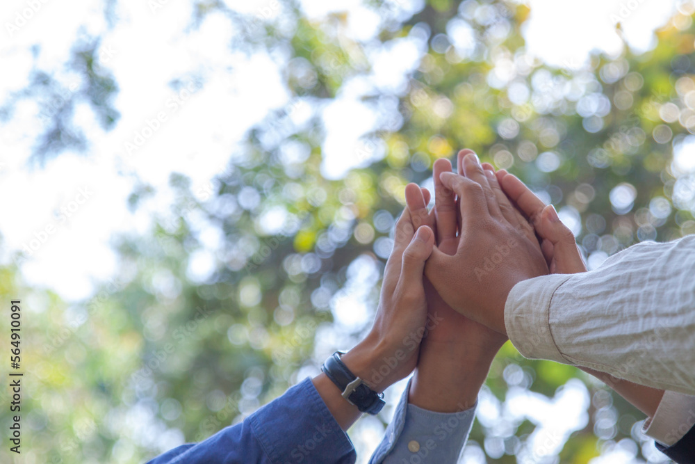 World environment day with global community teamwork, a group of ...