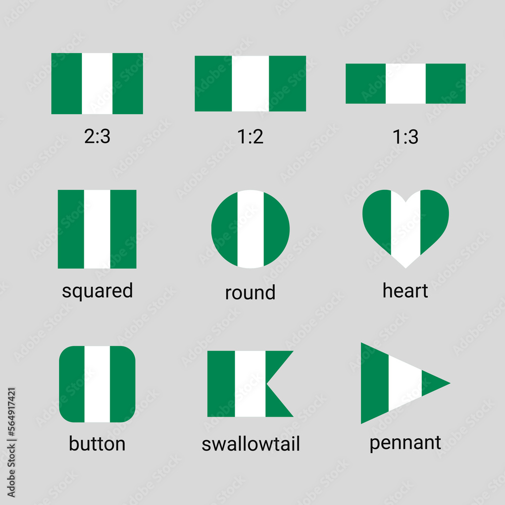 Vector collection of Nigerian flags in different shapes and ratio ...