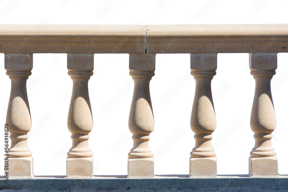 Classic white marble railing of a balcony. Isolated image Stock Photo ...