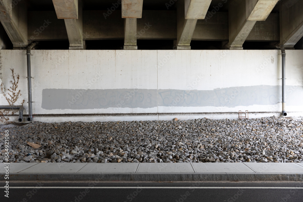 Wall under Infrastructure Bridge bridge with nobodyin urban city Stock ...