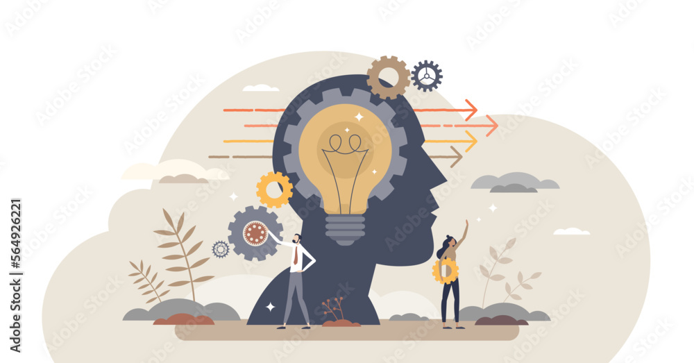 Forward thinking or leader solution for development ahead tiny person ...