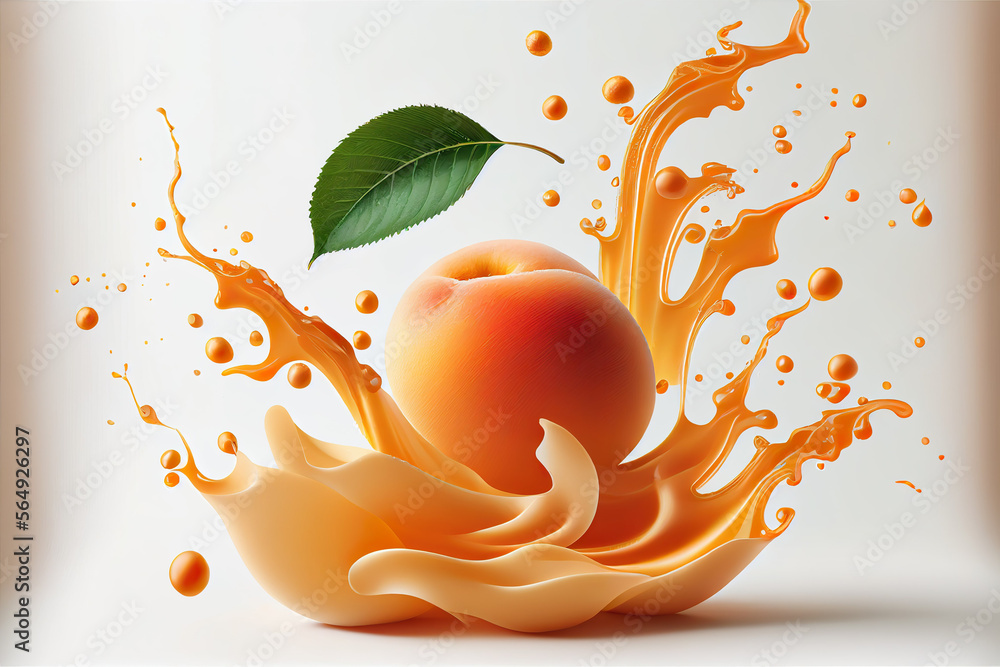 peach with peach juice splash isolated Stock Illustration | Adobe Stock