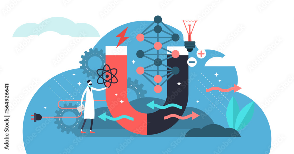 Physics illustration, transparent background. Flat tiny scientific ...