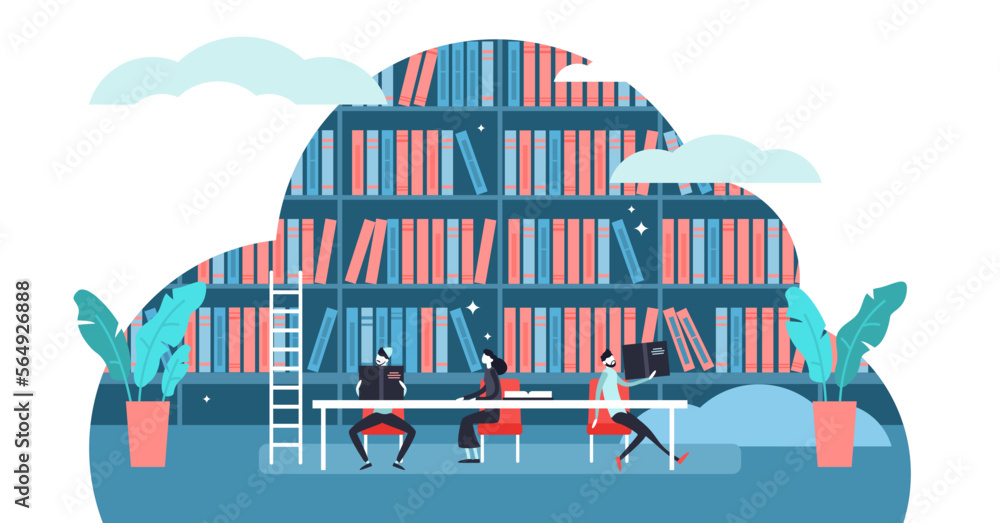 Study illustration, transparent background. Flat tiny book learning ...