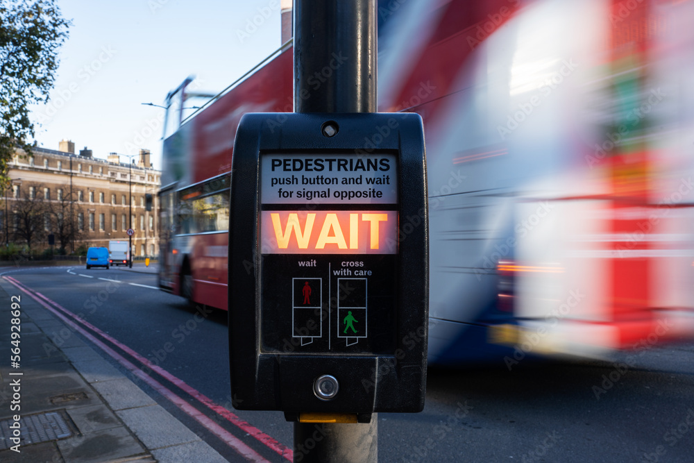 Sign Of Waiting For Pedestrians On The Street Stock Photo | Adobe Stock