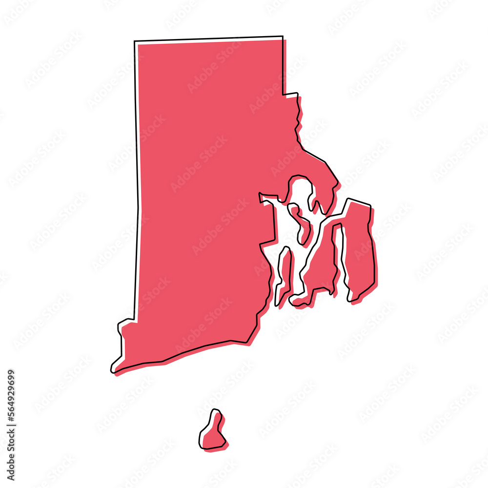 Rhode island map shape, united states of america. Flat concept symbol ...