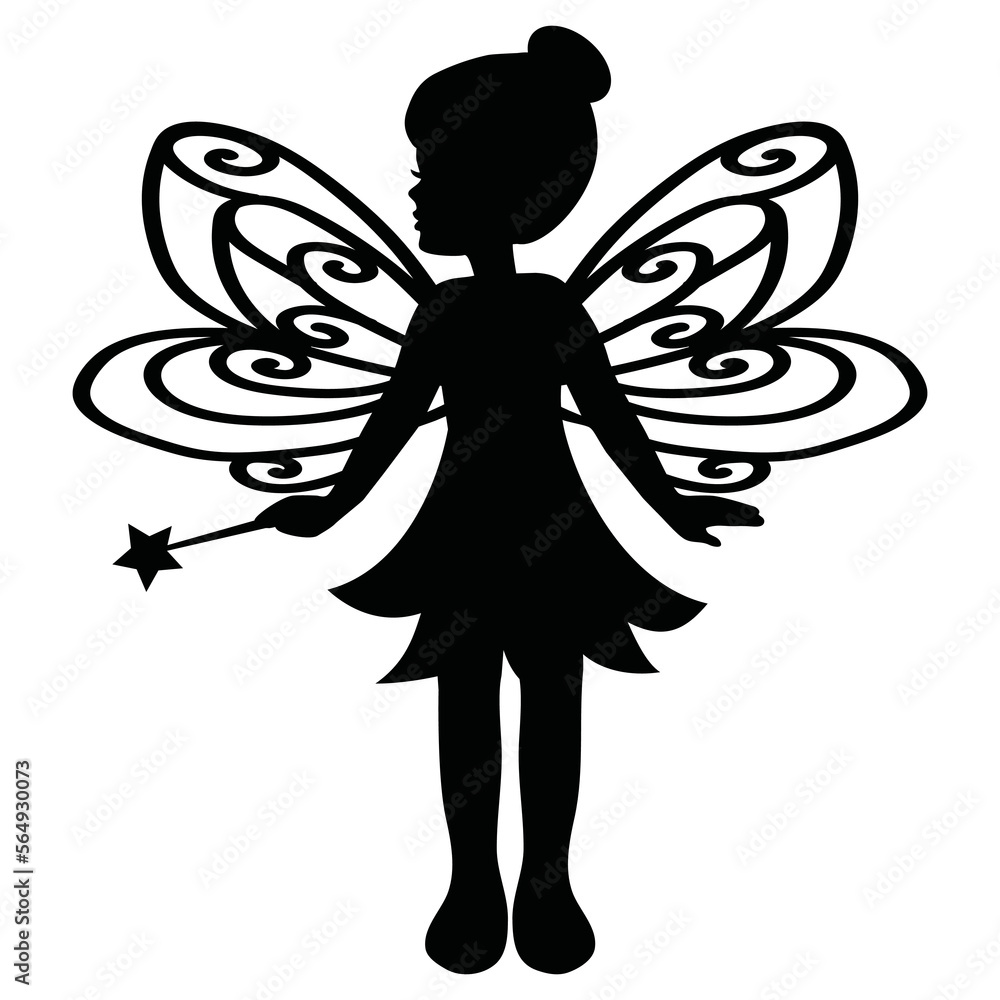 Garden fairy silhouette vector cartoon illustration Stock Vector ...
