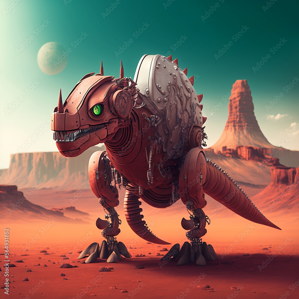 Battle Rex, a cybernetic beast, is armed with dual 25mm rotary cannons ...