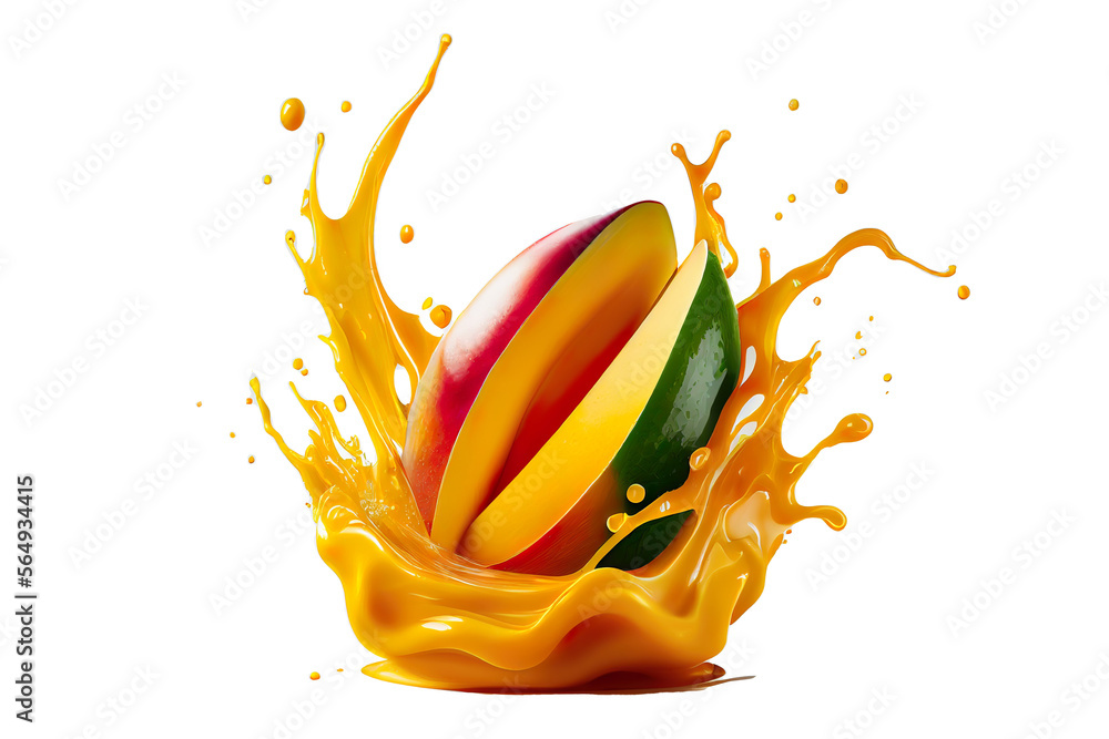 mango with mango juice splash Stock Illustration | Adobe Stock