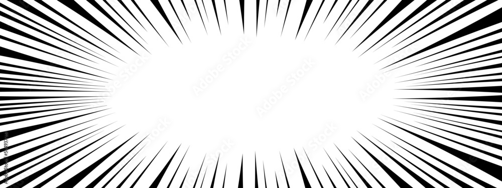 Radial speed black lines on white background. Manga book page design ...