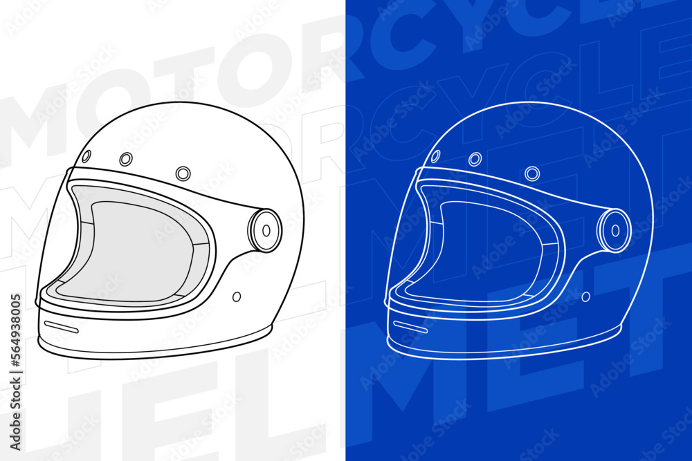 Vector template helmet half face line art helmet vector illustration ...