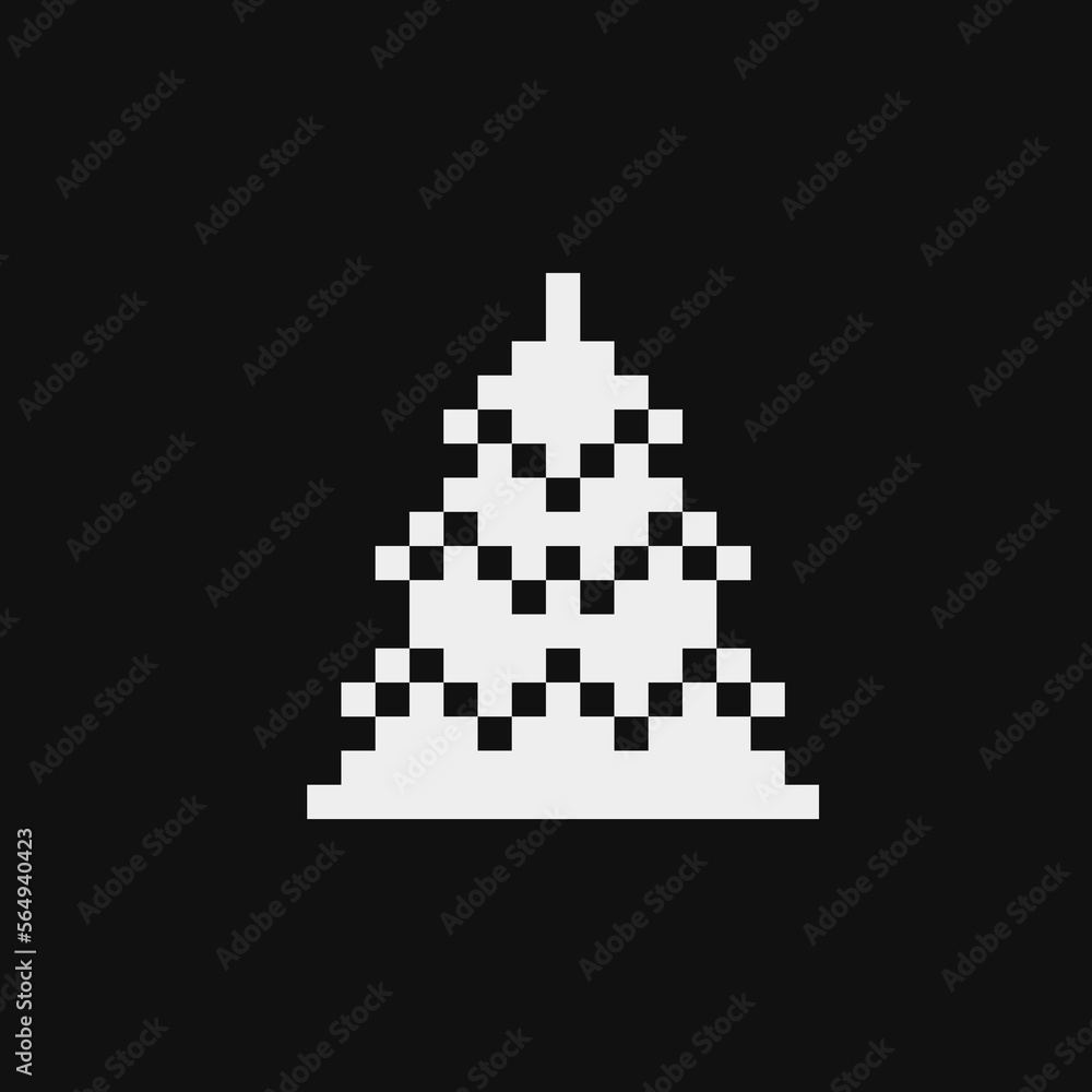 Evergreen tree emoji . 1-bit fir-tree, game assets. 1-bit sprite ...