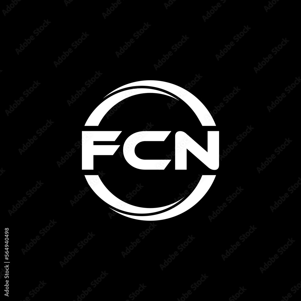 FCN letter logo design with black background in illustrator, cube logo ...