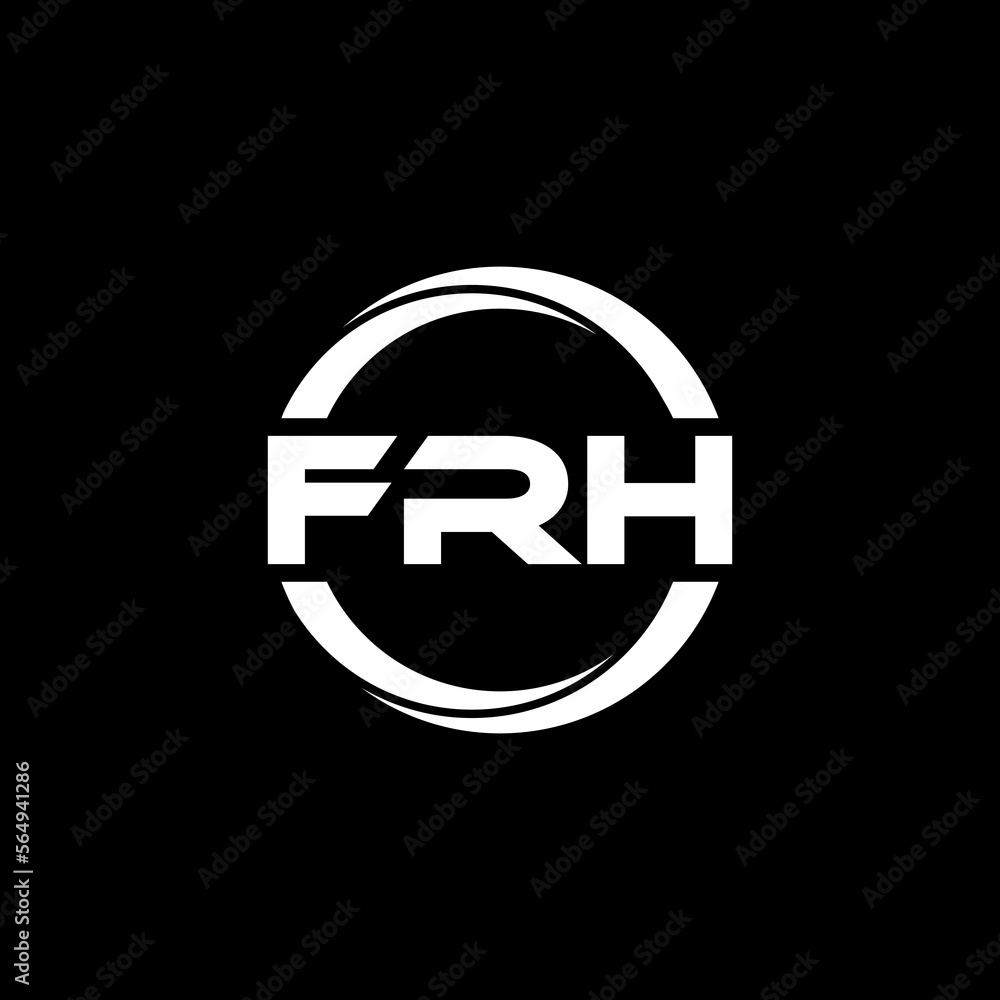 FRH letter logo design with black background in illustrator, cube logo ...