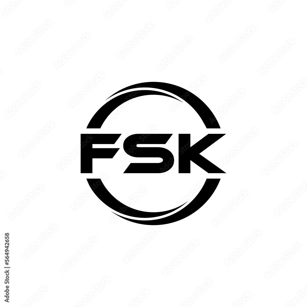 FSK letter logo design with white background in illustrator, cube logo ...