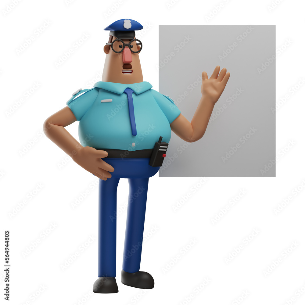 3D illustration. Adorable 3D Cartoon Police Officer illustration in ...