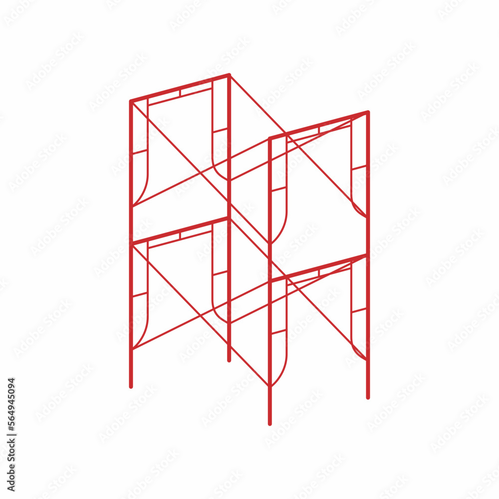 Isometric two level of height of scaffolding frame illustration ...