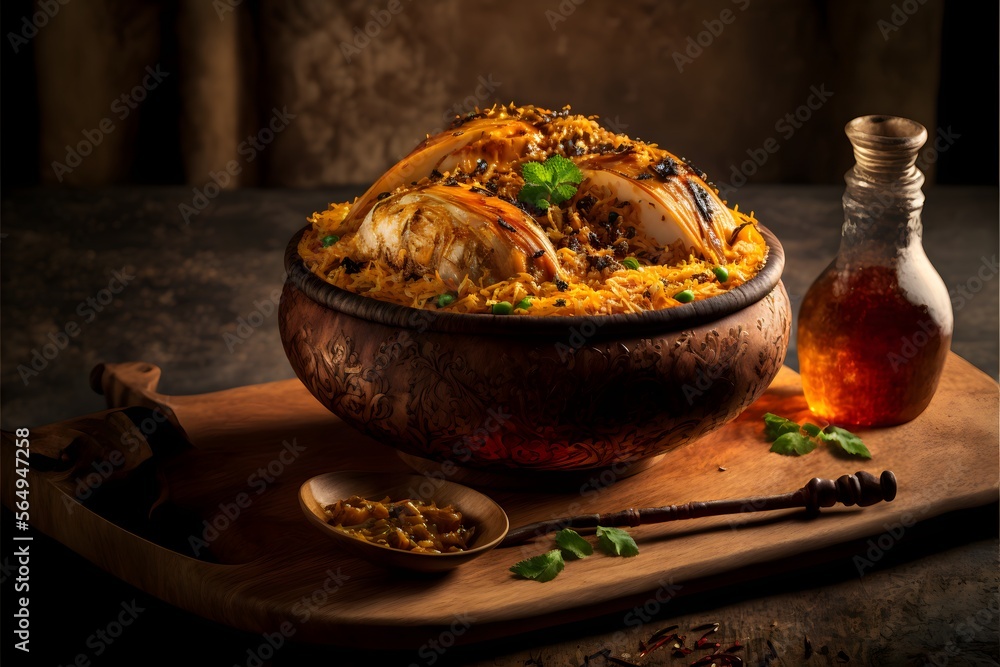 Authentic Indian Chicken Biryani, famous local gourmet food photography ...