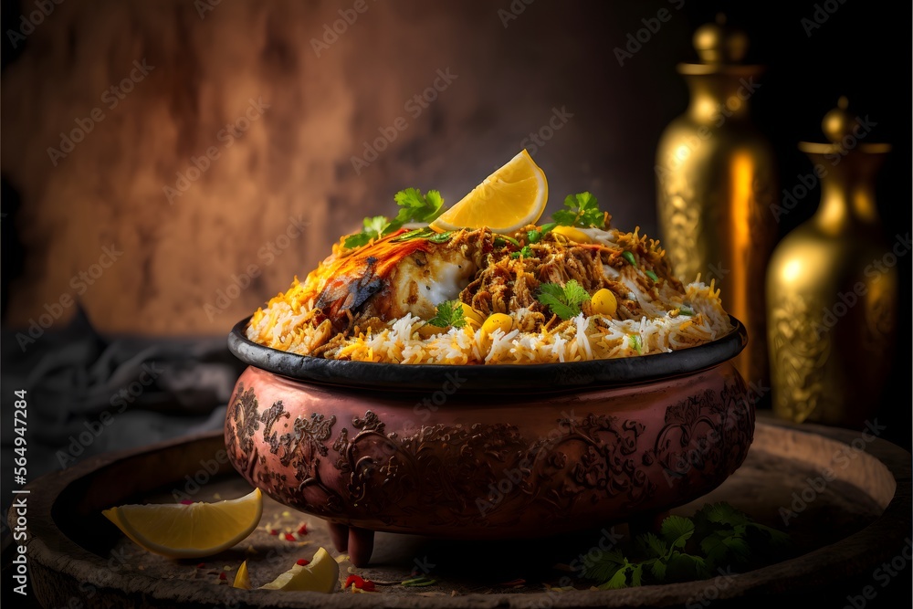 Authentic Indian Chicken Biryani, famous local gourmet food photography ...