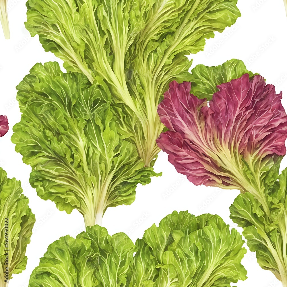 Green and purple lettuce, seamless pattern, tileable vegetables texture ...