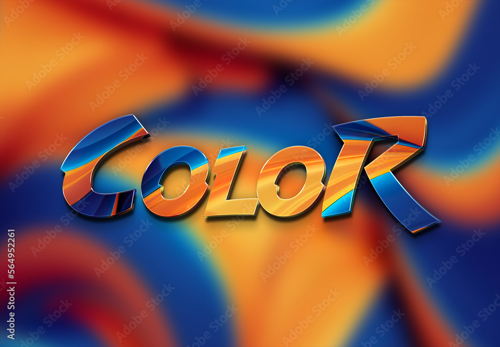Colorful 3D Glossy Text Effect with Blue and Orange Colors Mockup Stock ...