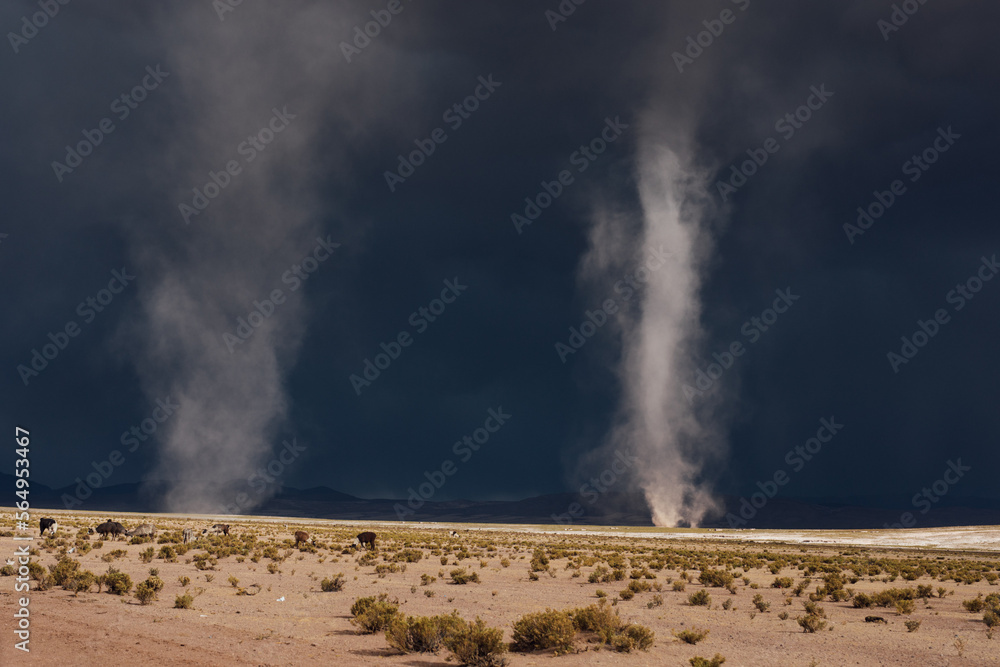 Epic dust devil in the desert in Bolivia Stock Photo | Adobe Stock