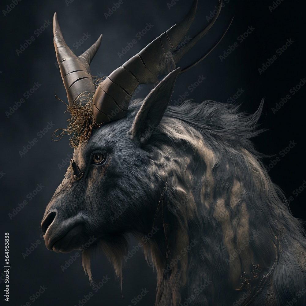 Black Markhor, Demon or Devil Symbol Created with Generative AI ...