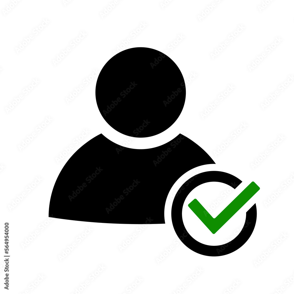 People tick icon in flat style. Check best option symbol in black. User ...