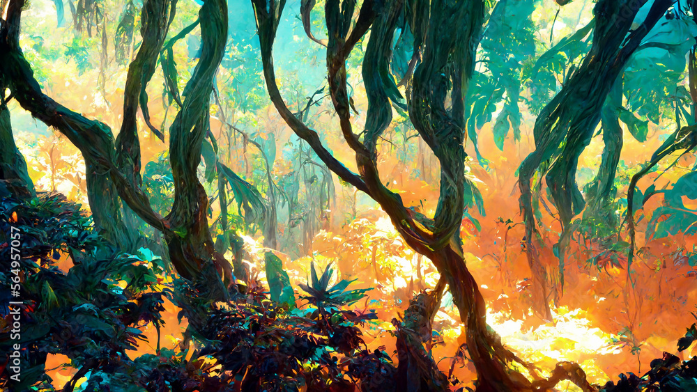 Mayan forest in the sunny morning illustration art Generative AI ...