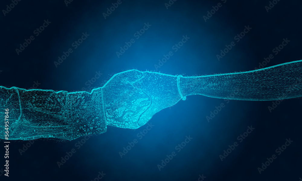 Romantic abstract image of two handshake couple, male and female hands ...