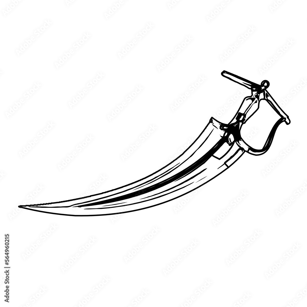traditional weapon line sketch with transparent background Stock ...