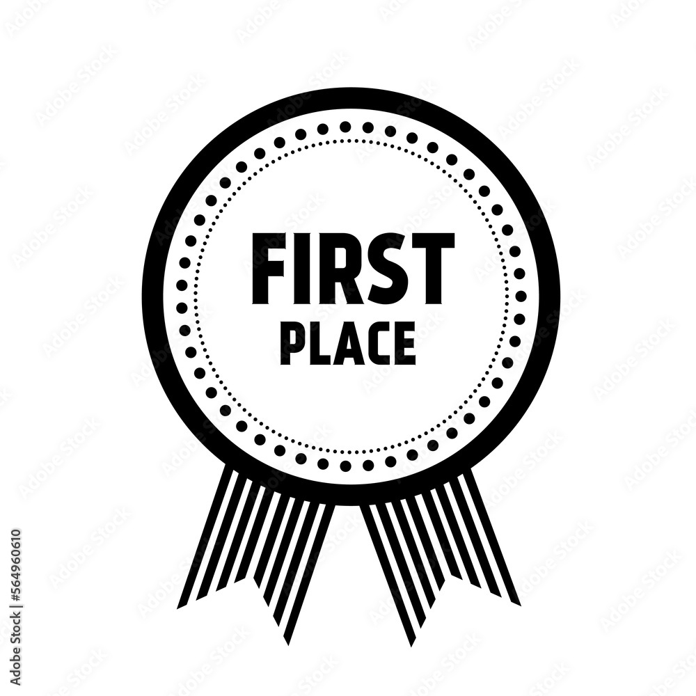 First Place Ribbon Black And White