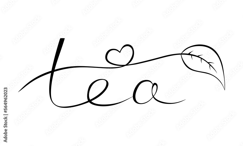 Vecteur Stock Hand drawn creative text Tea. Minimal style tea design ...