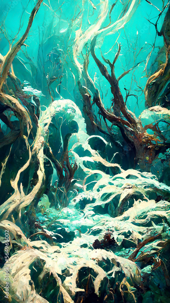 Underwater World environment background map illustration Generative AI ...