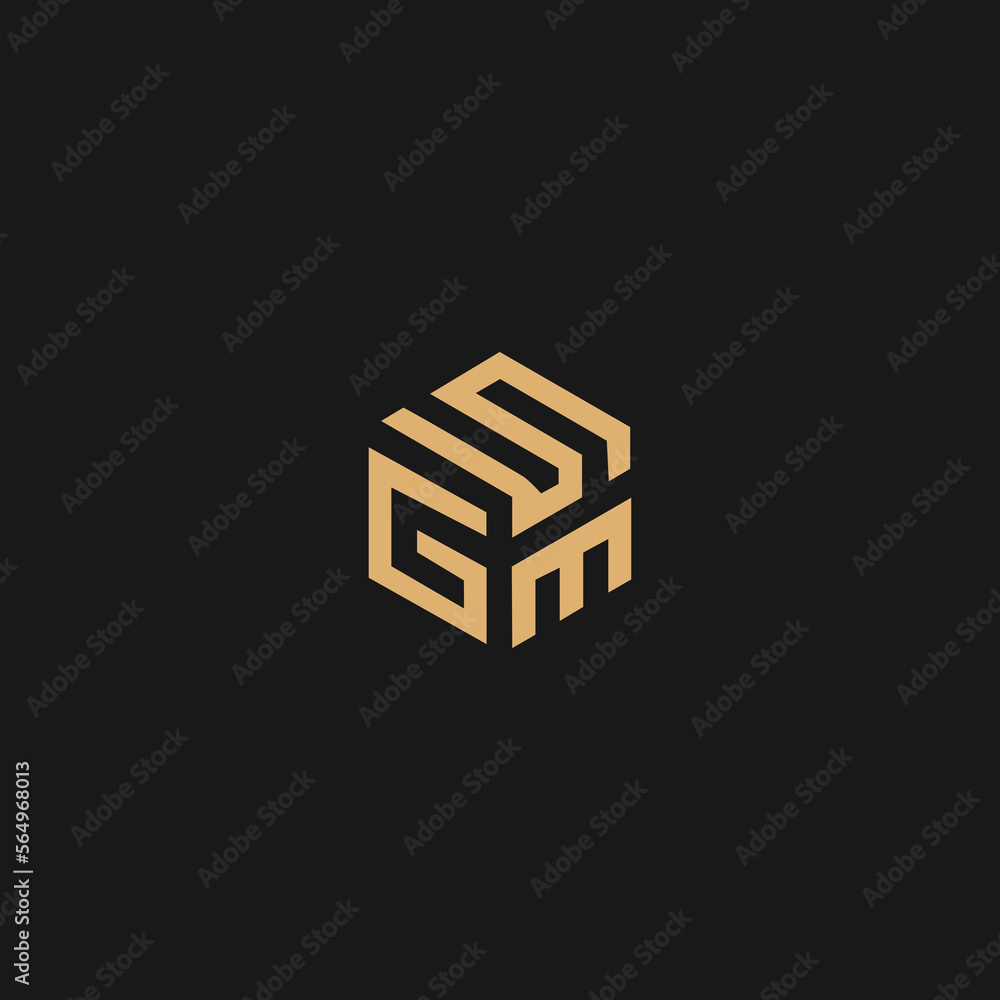polygon letter GSM logo concept in negative space design style image ...