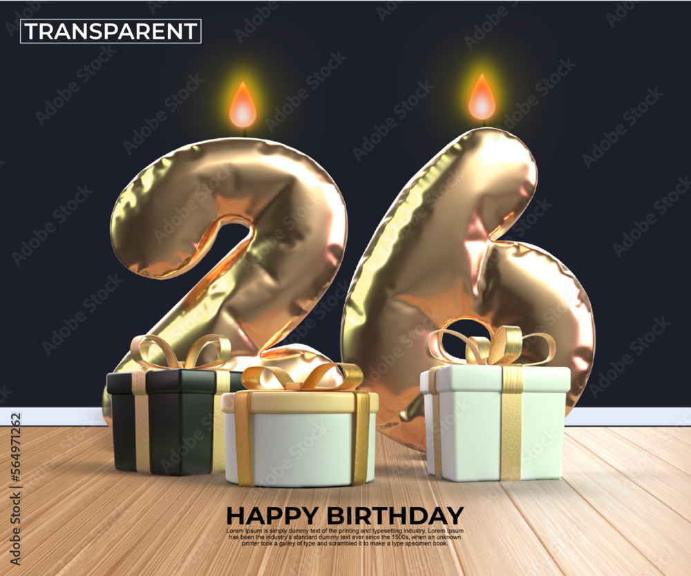 Happy birthday gold number 26 anniversary design template eps edit easy ...