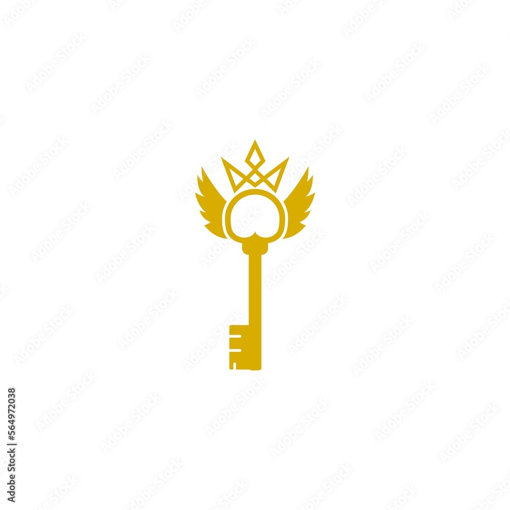 Poster Royal king key crown logo icon isolated on white background ...