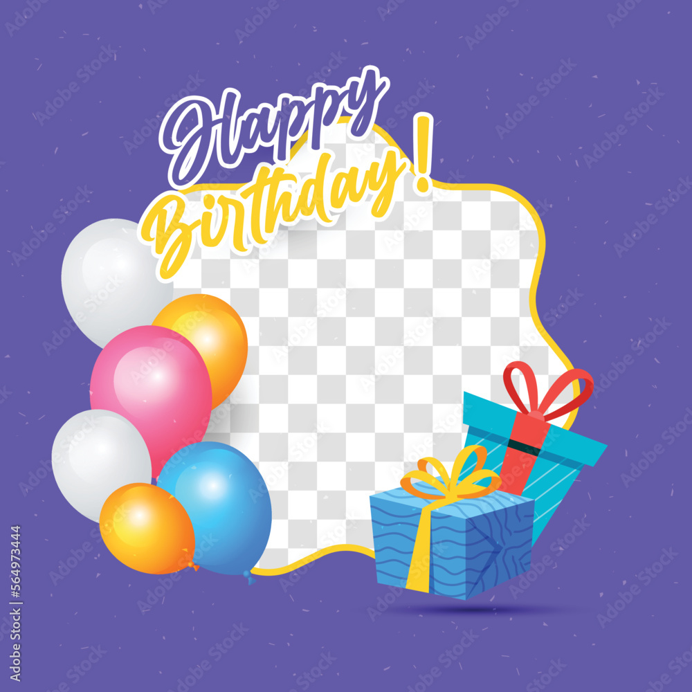 Profile frame social media happy birthday Stock Vector | Adobe Stock