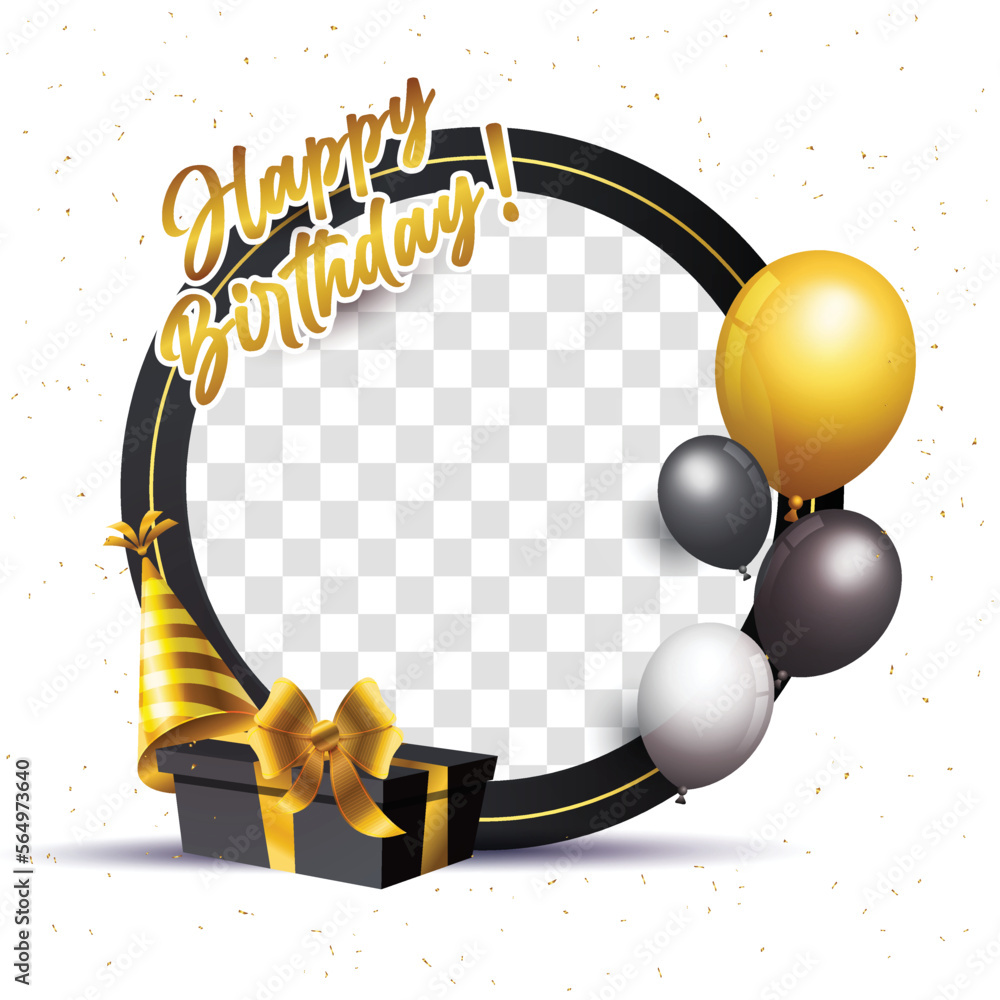 Happy birthday social media frame template Stock Vector | Adobe Stock