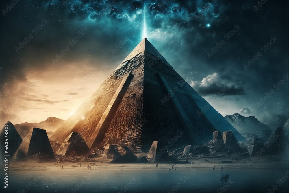Pyramid in dessert in fantasy style.Generative AI. Stock Illustration ...