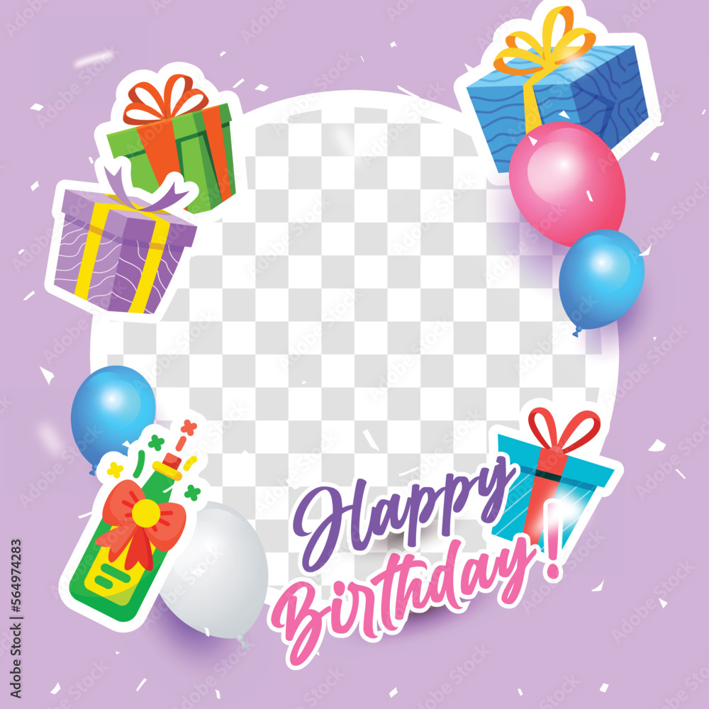 Birthday frame for profile social media Stock Vector | Adobe Stock