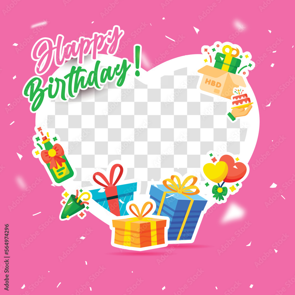 Birthday frame for profile social media Stock Vector | Adobe Stock