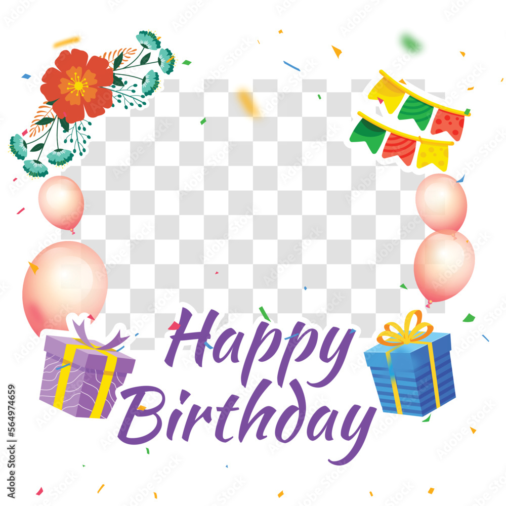 Happy birthday social media frame template Stock Vector | Adobe Stock