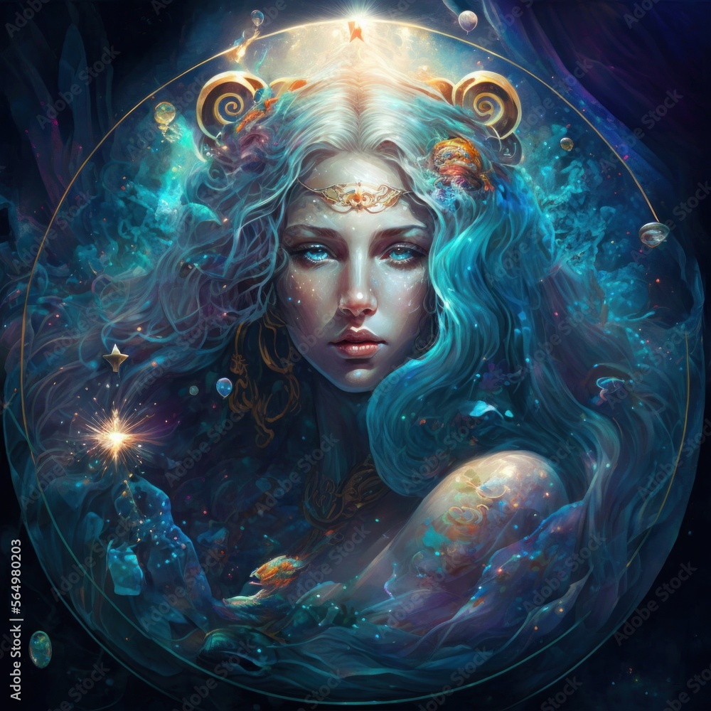 Aquarius Woman Zodiac Sign Generative Ai Stock Illustration Adobe Stock