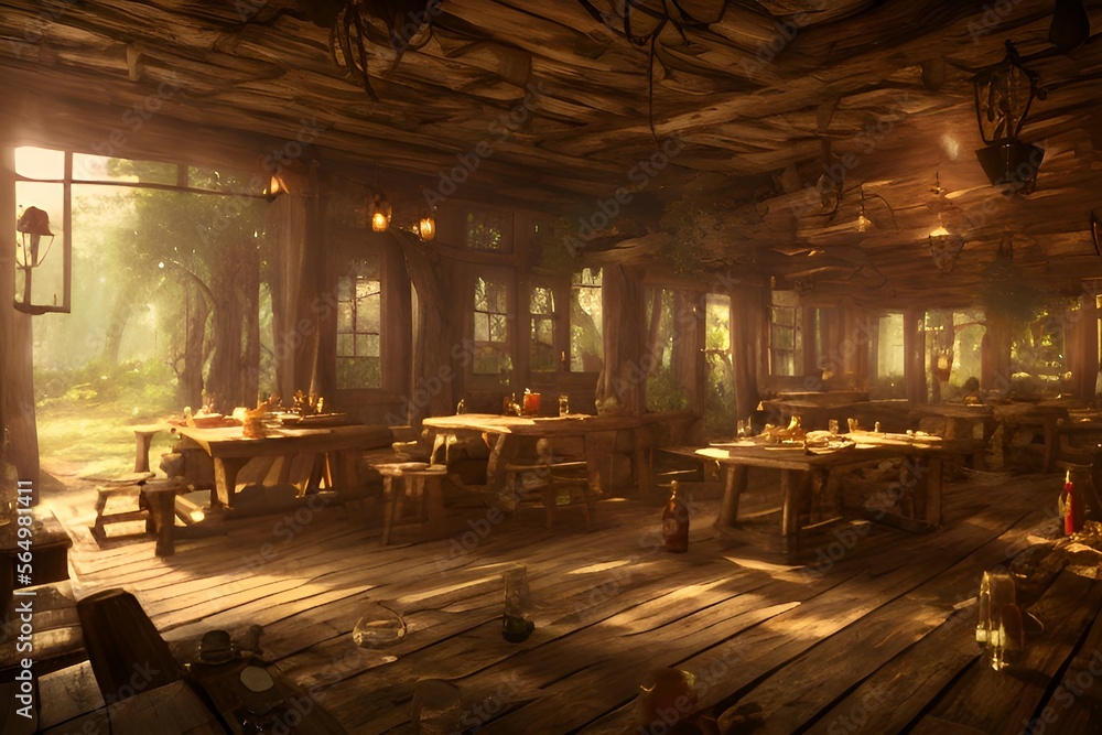 tavern, tavern, landscape, building, architecture, fantasy, mystical ...