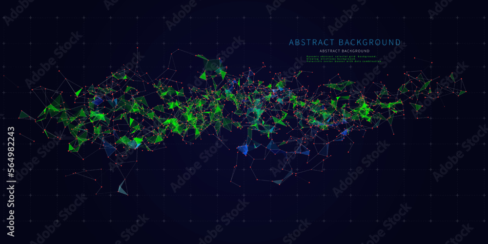Abstract background contain graph wireframe on dark. Technology 3d wavy polygonaly concept in ...