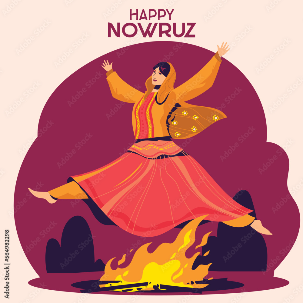 Poster Attraction Illustration Iranian Woman Jumping from Fire for ...