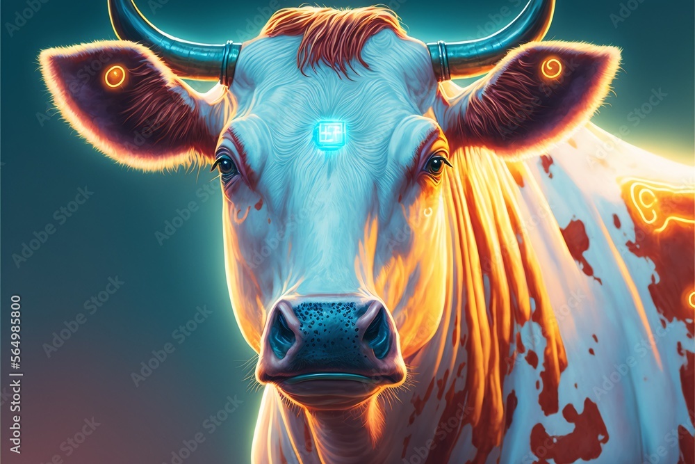 Powerful Epic Legendary Cow in Universe. Spiritual Animal Awakening ...
