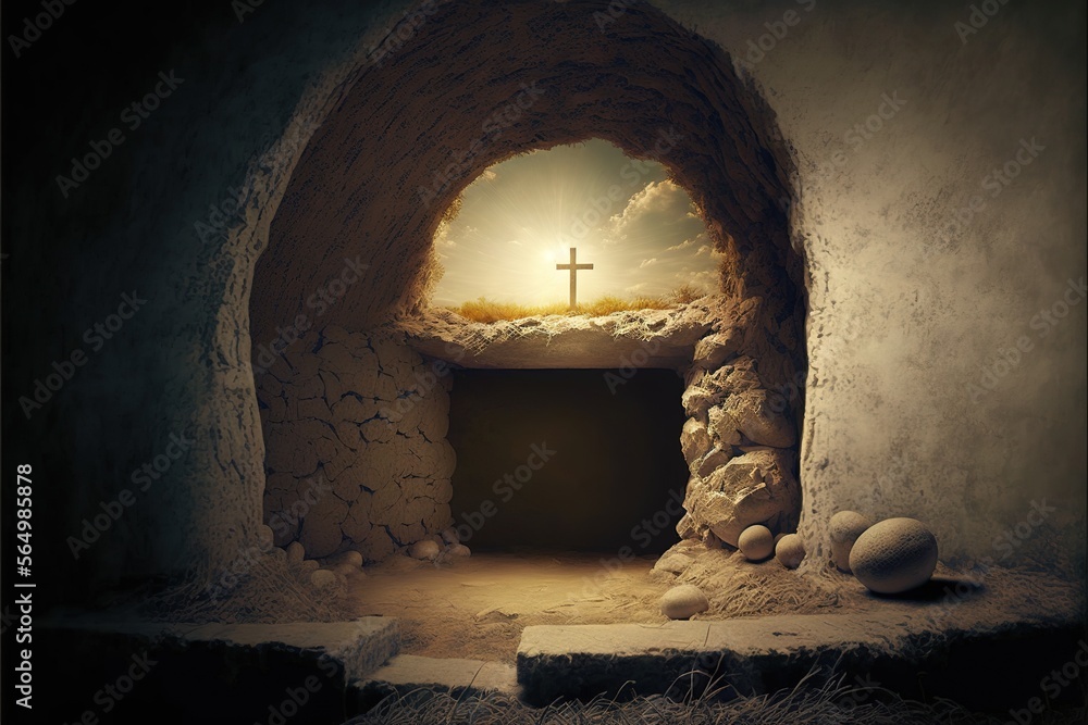 Empty Tomb Resurrections Of Jesus Scene Generative AI Stock ...